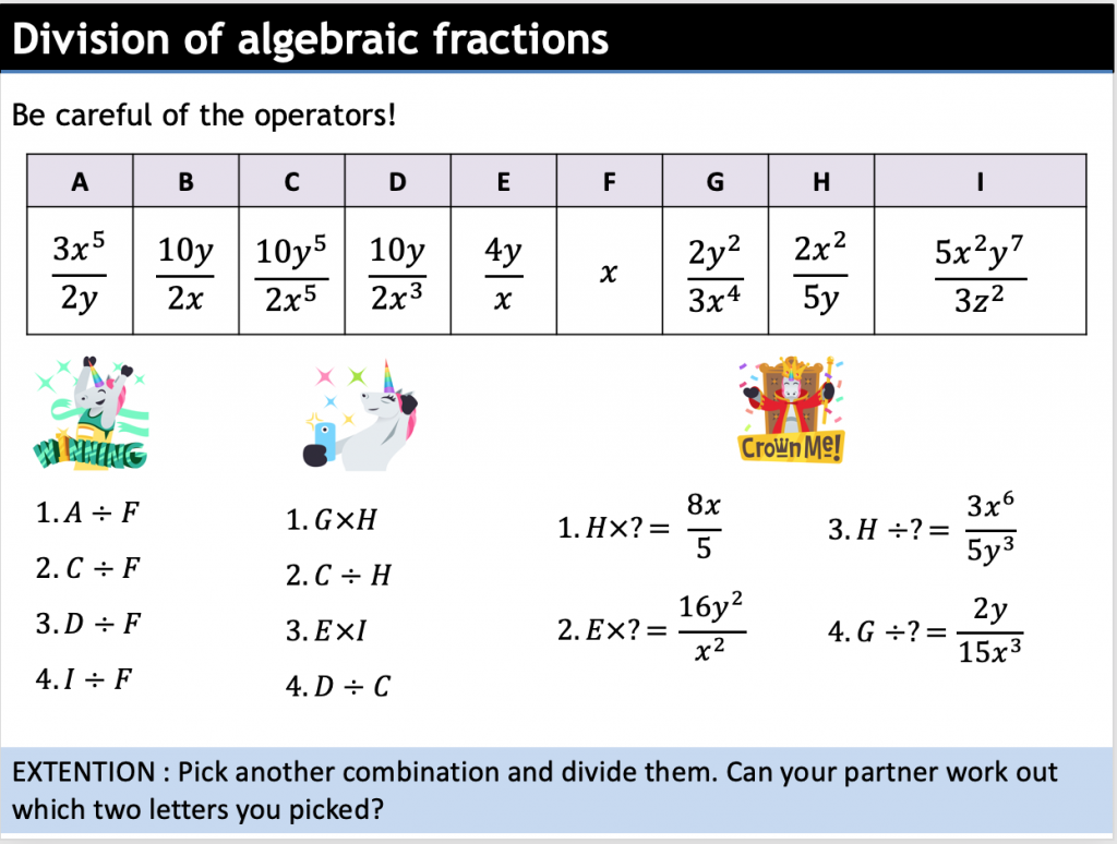 Division of algebraic fractions – TickTockMaths